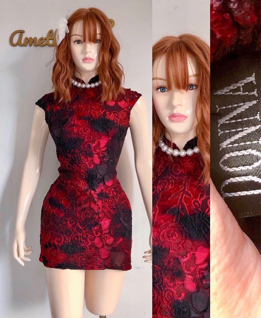 Cheongsam zansae qipao mandarin gown chinese collar floral very short ...