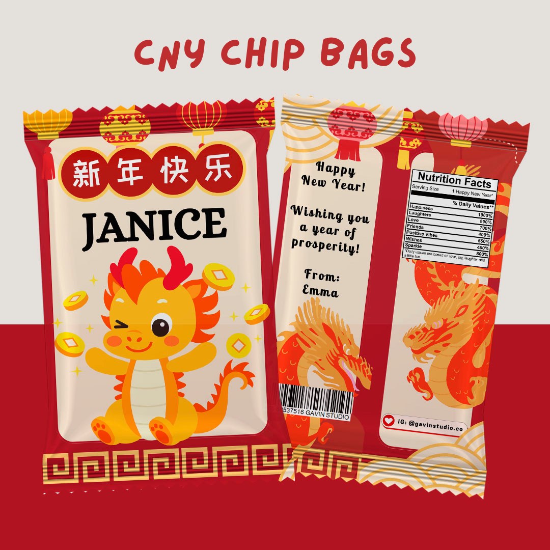 Chinese New Year Chip Bags Customised CNY Chip Bag Personalised Name ...