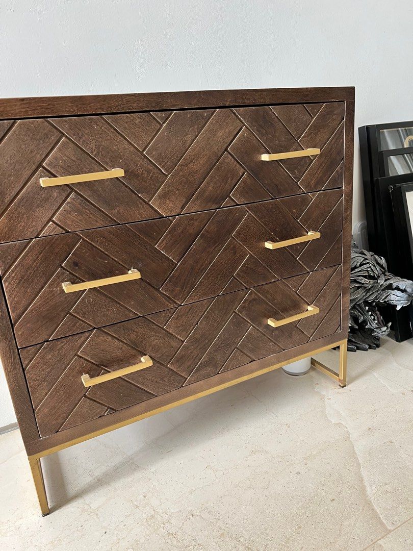 Chiyo FortyTwo Chest of Drawers - 3 drawer unit. solid mango wood. Stylish., Furniture & Home ...