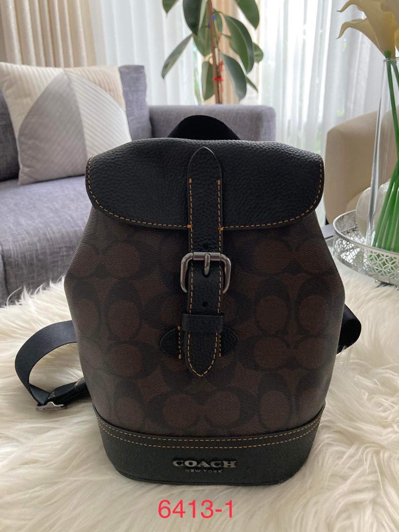 Coach Hudson Small Pack In Signature Canvas Mahogany /Black, Women's ...