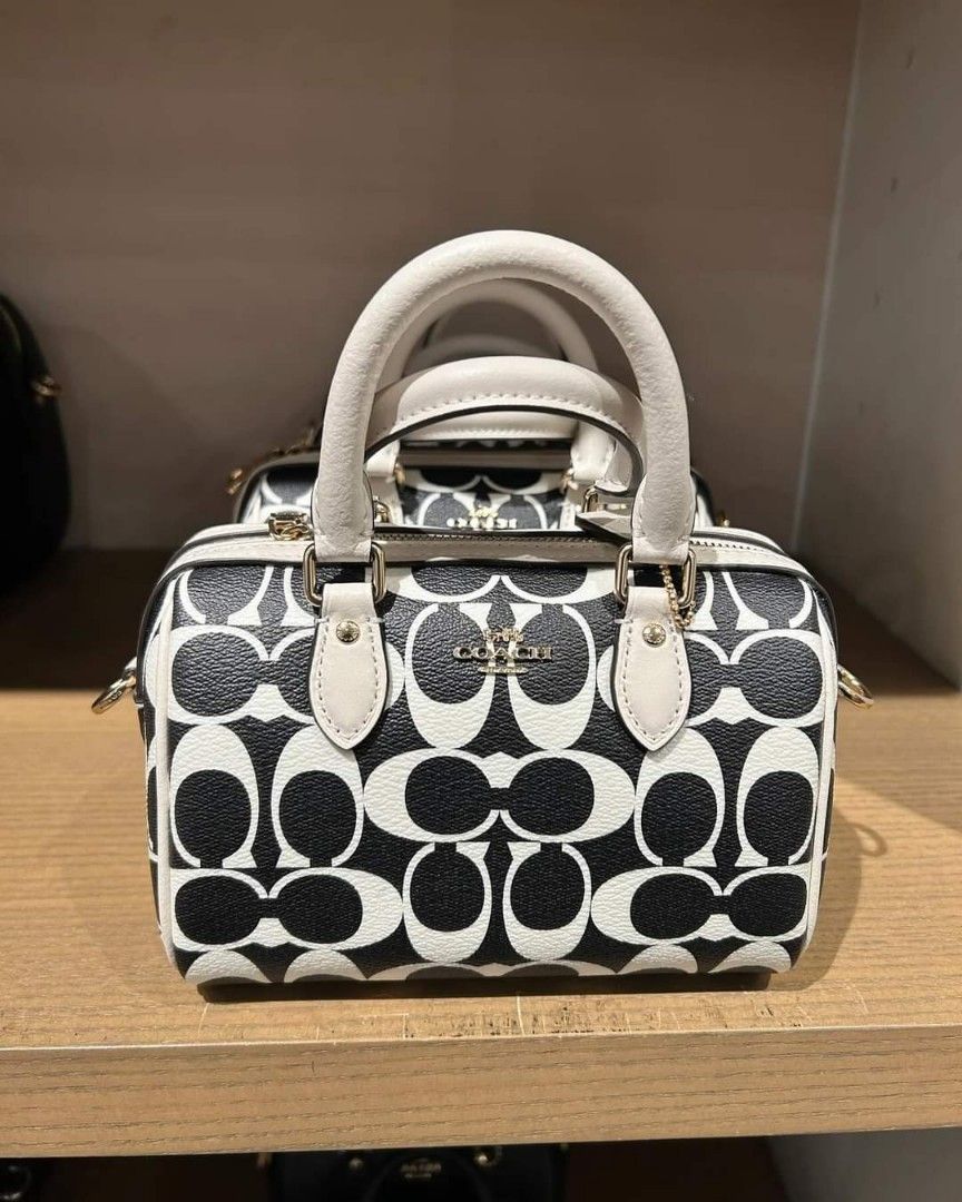 COACH MINI ROWAN CROSSBODY IN SIGNATURE GOLD BLACK MULTI, Luxury, Bags & Wallets on Carousell