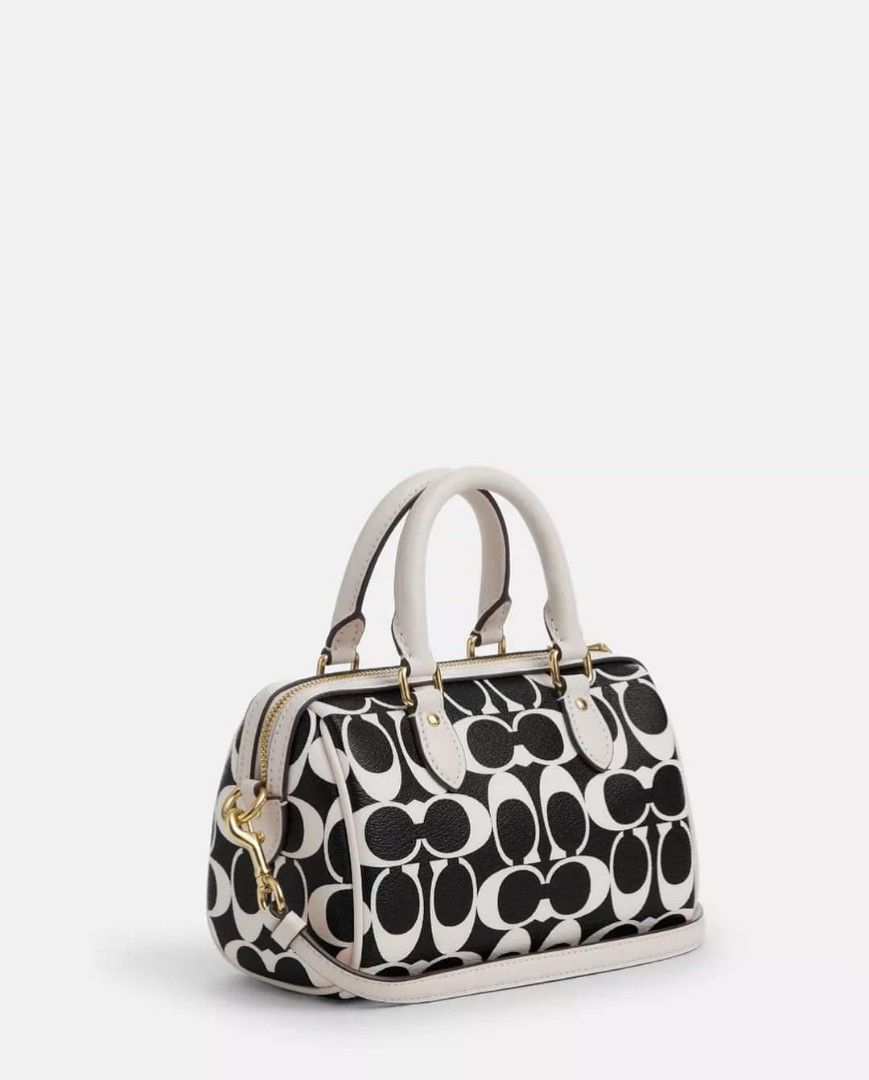 COACH MINI ROWAN CROSSBODY IN SIGNATURE GOLD BLACK MULTI, Luxury, Bags & Wallets on Carousell