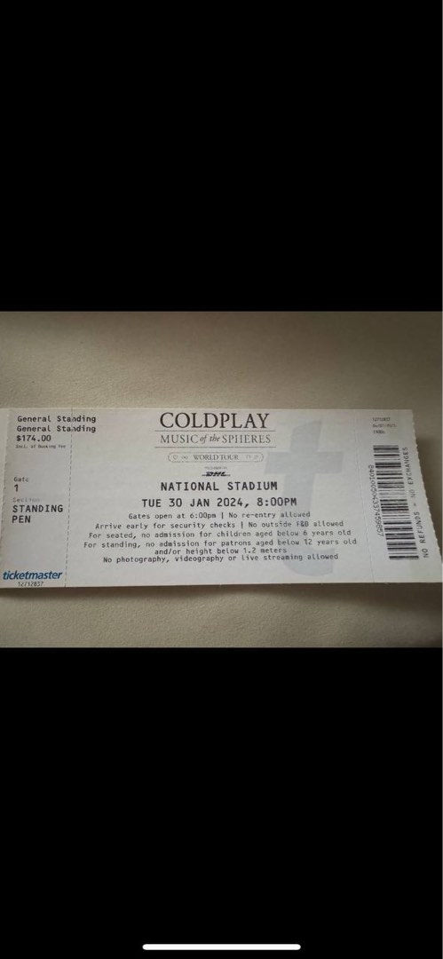 cold play general standing ticket, Tickets & Vouchers, Event Tickets on ...