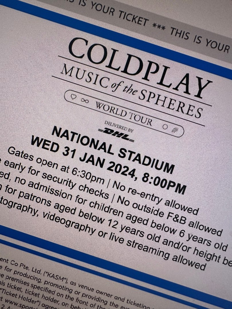 Coldplay Category 4 ticket, Tickets & Vouchers, Event Tickets on Carousell