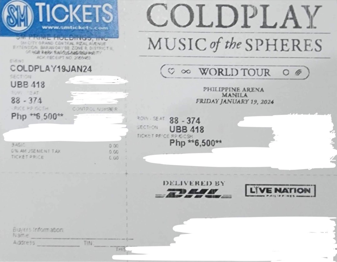 COLDPLAY TICKET DAY 1 UBB 418, Tickets & Vouchers, Event Tickets on ...