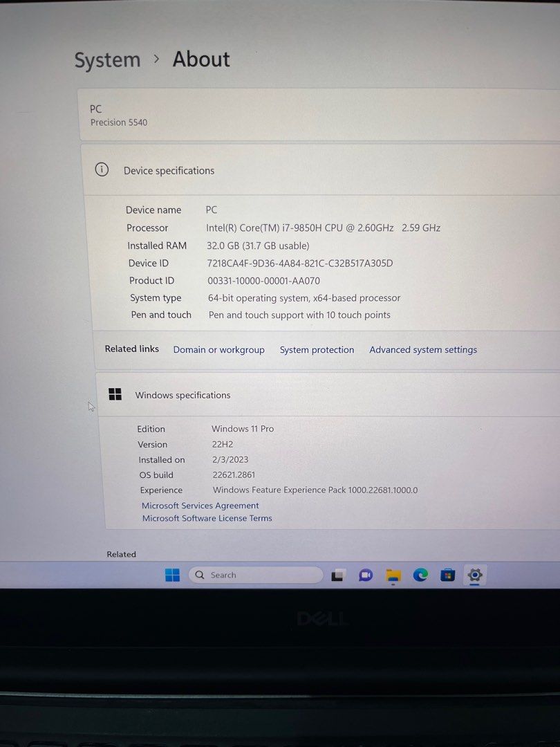 Dell Precision 5540 Workstation||4K TouchScreen Display#i7-9th ...