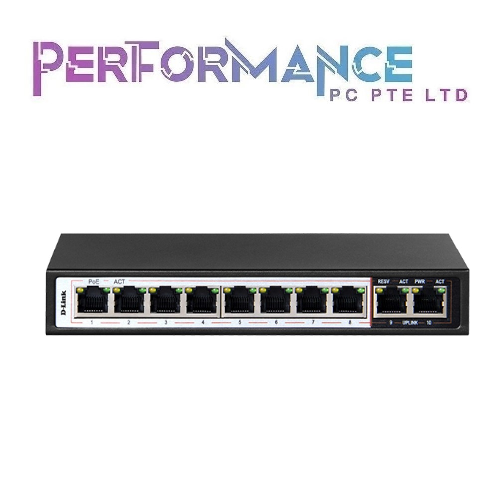 D-LINK 10-Port PoE Switch with 8 Long Reach 250m PoE Ports and 2 Uplink ...