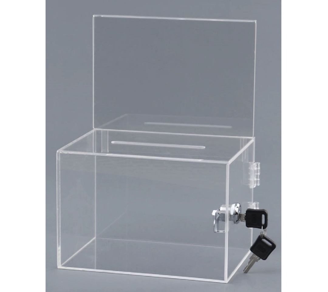 Donation Box with Lock,Acrylic Ballot Box,Vote Box,Ticket Box,Clear ...