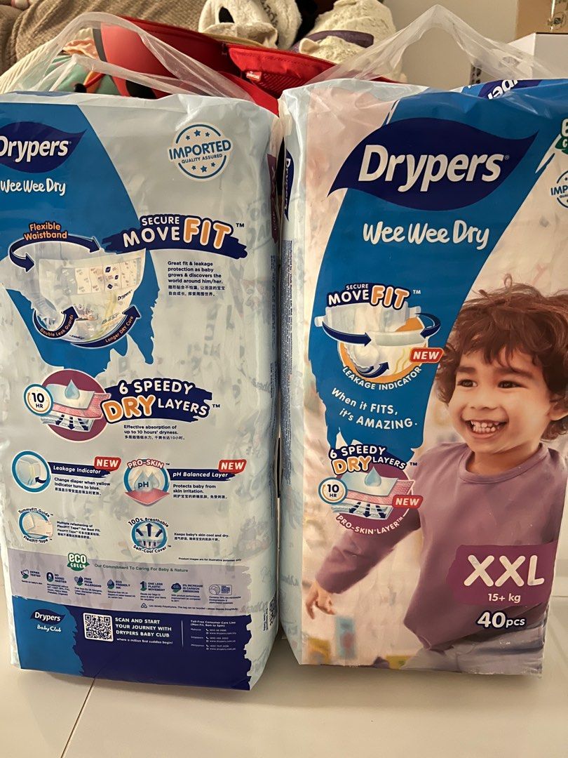 Drypers Wee Wee Dry tape pants, Babies & Kids, Bathing & Changing ...