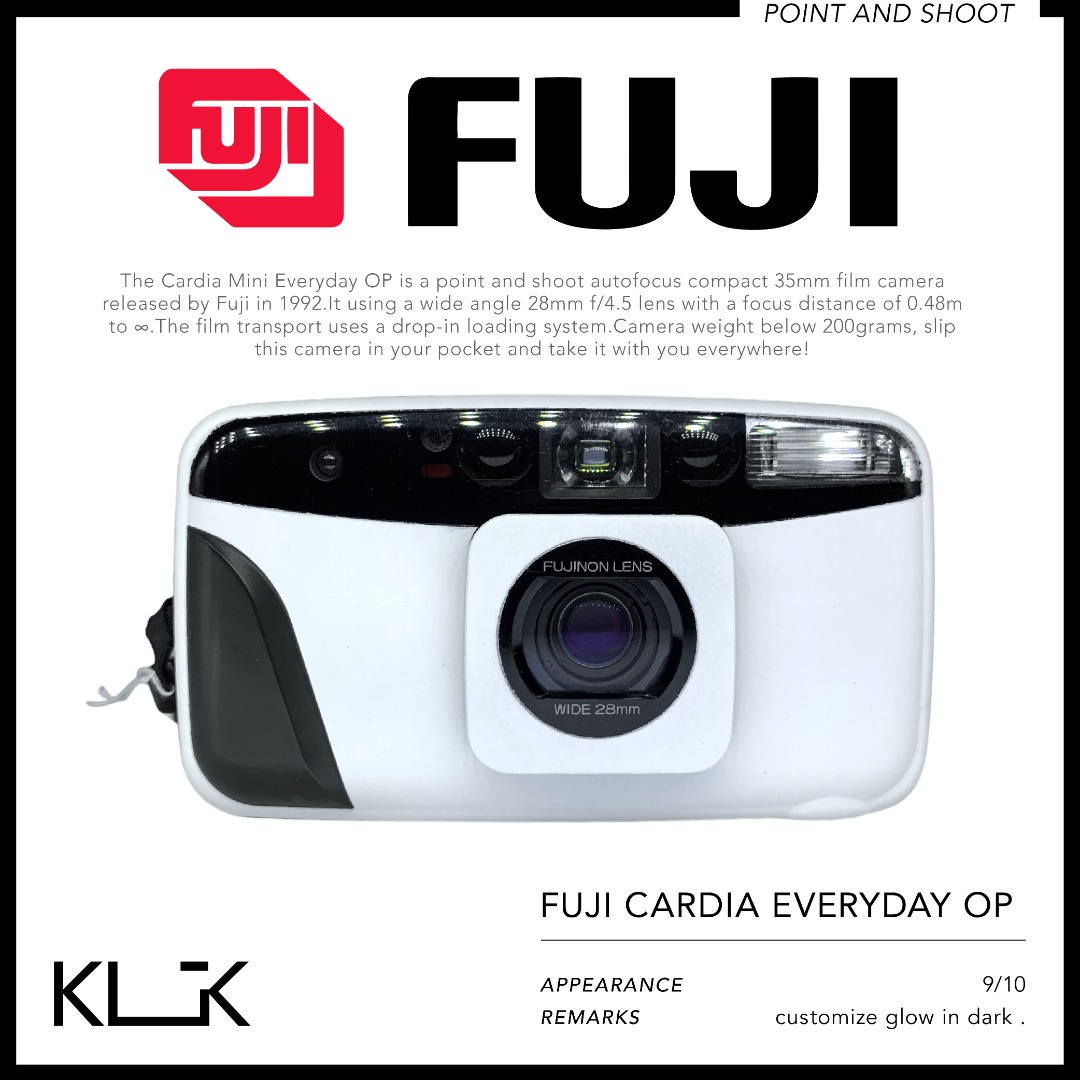 Fuji Cardia Mini Everyday OP film camera, Photography, Cameras on Carousell
