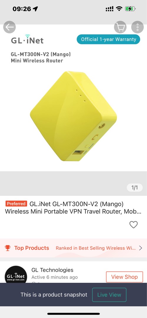 GL.iNet GL-MT300N-V2 (Mango) Wireless Mini Portable VPN Travel Router ...