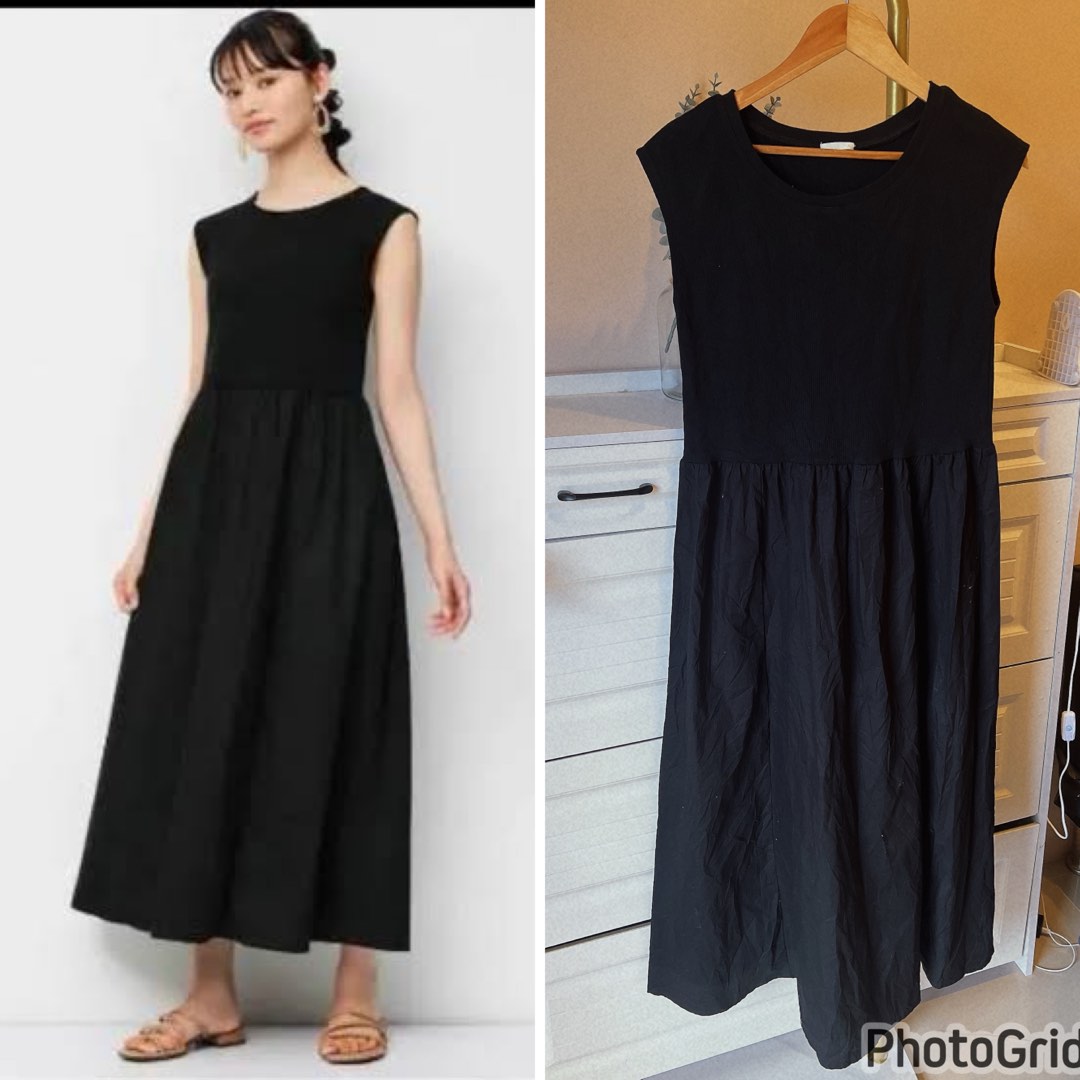 GU x Uniqlo Black Combi Dress, Women's Fashion, Dresses & Sets, Dresses ...