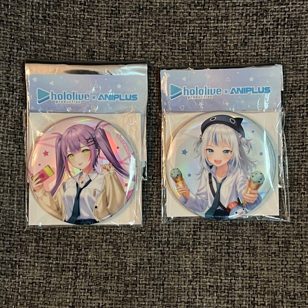 Hololive badge aniplus hololive towa badge gura badge, Hobbies & Toys, Toys & Games on Carousell