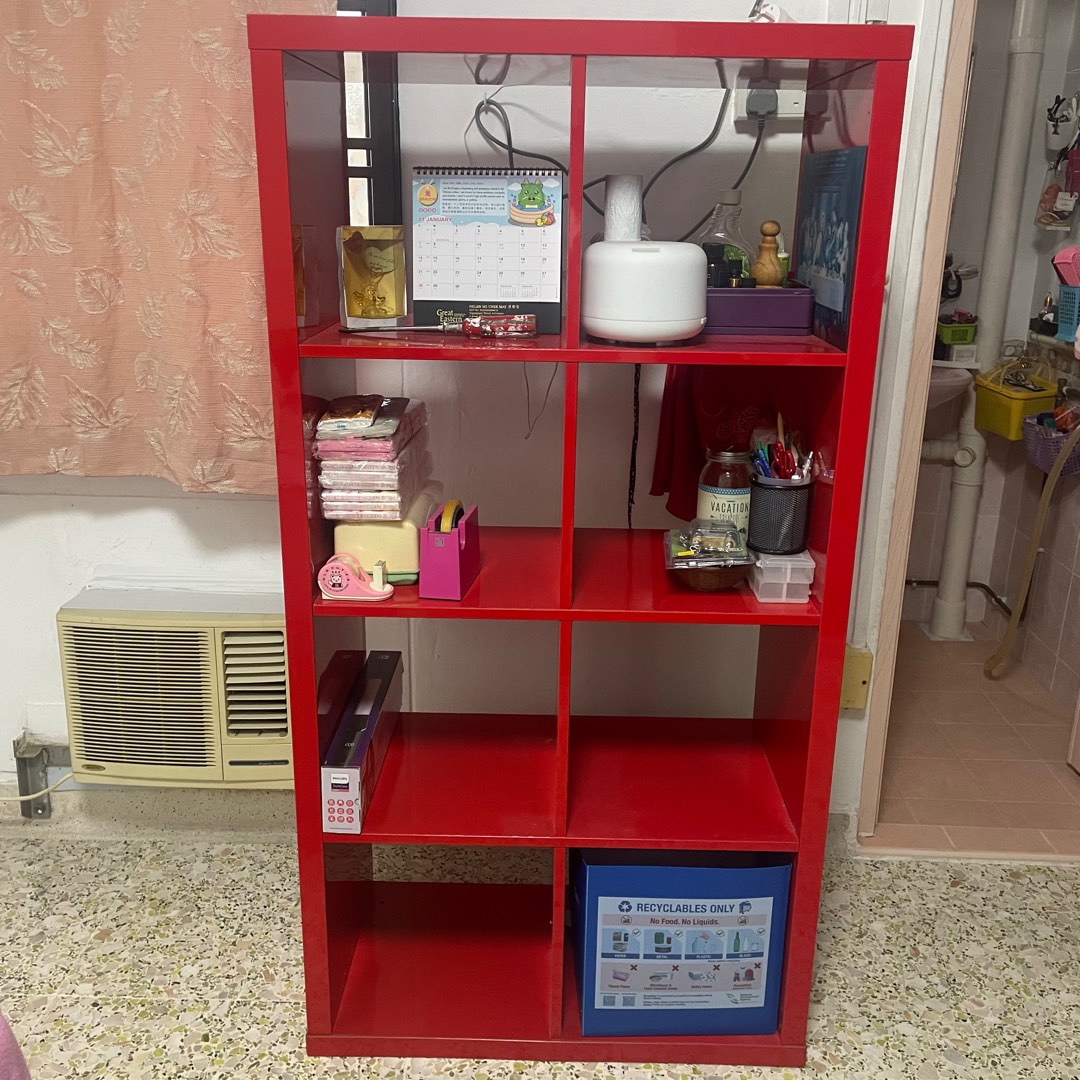 IKEA Red Kallax Shelf, Furniture & Home Living, Furniture, Shelves ...