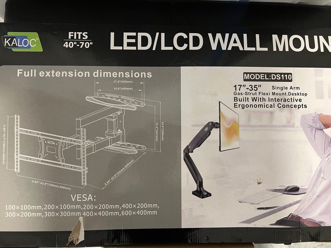 Kaloc DL-750E TV wall mount, TV & Home Appliances, TV & Entertainment ...