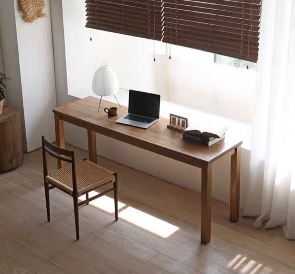 MANDY Japandi Solid Wood Study Table, Furniture & Home Living ...