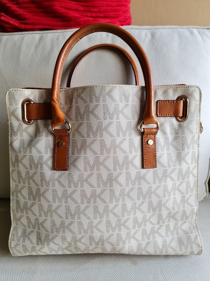 Michael Kors Hamilton Large Leather Satchel, Women's Fashion, Bags ...