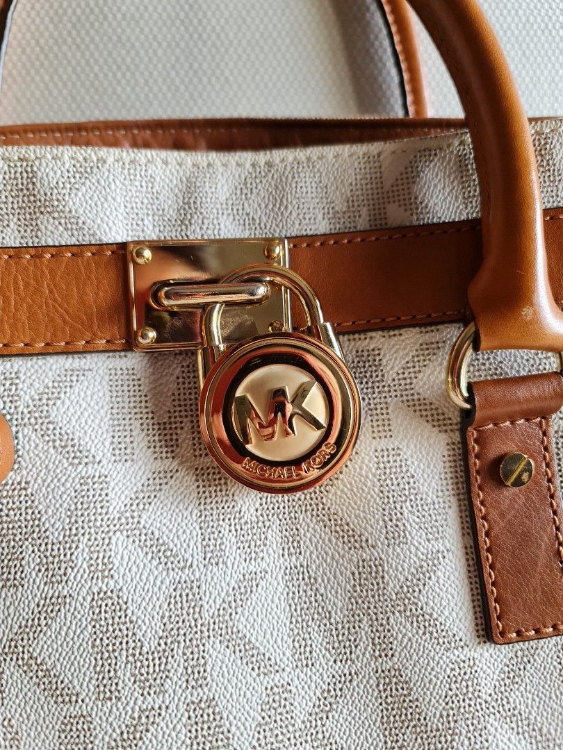 Michael Kors Hamilton Large Leather Satchel, Women's Fashion, Bags ...