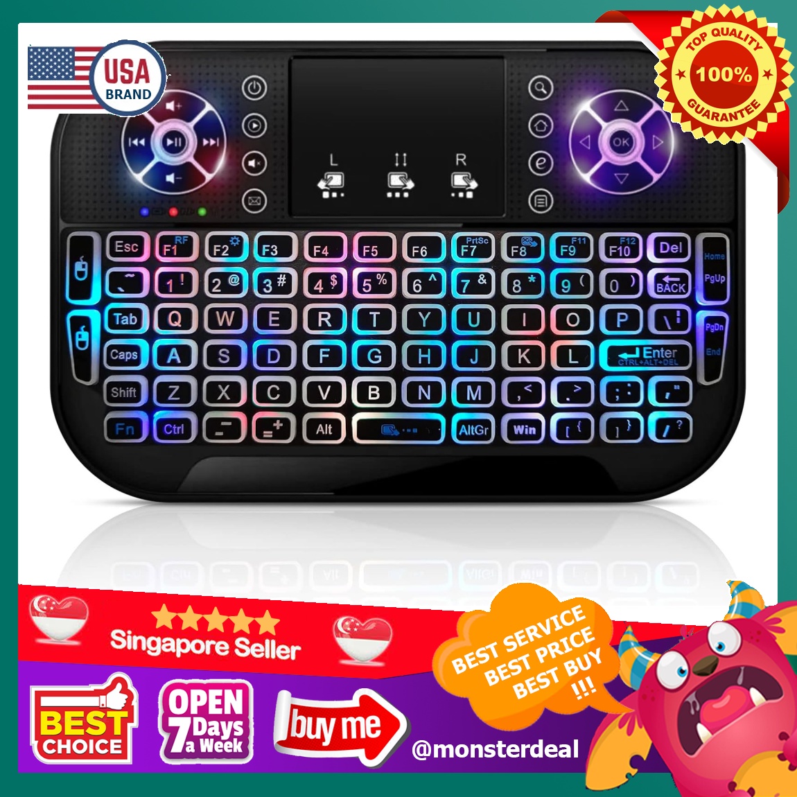 Mini Keyboard, Wireless Touchpad Keyboard, Portable 7 Colors RGB ...