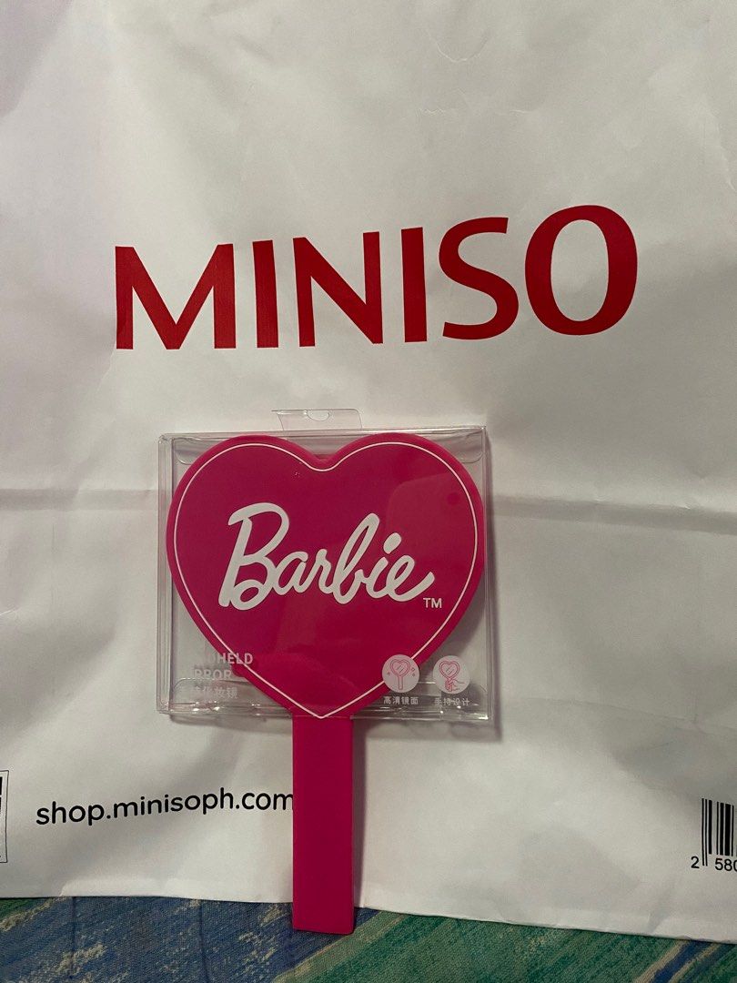 Miniso x Barbie Hand Held Heart Mirror, Beauty & Personal Care, Face ...