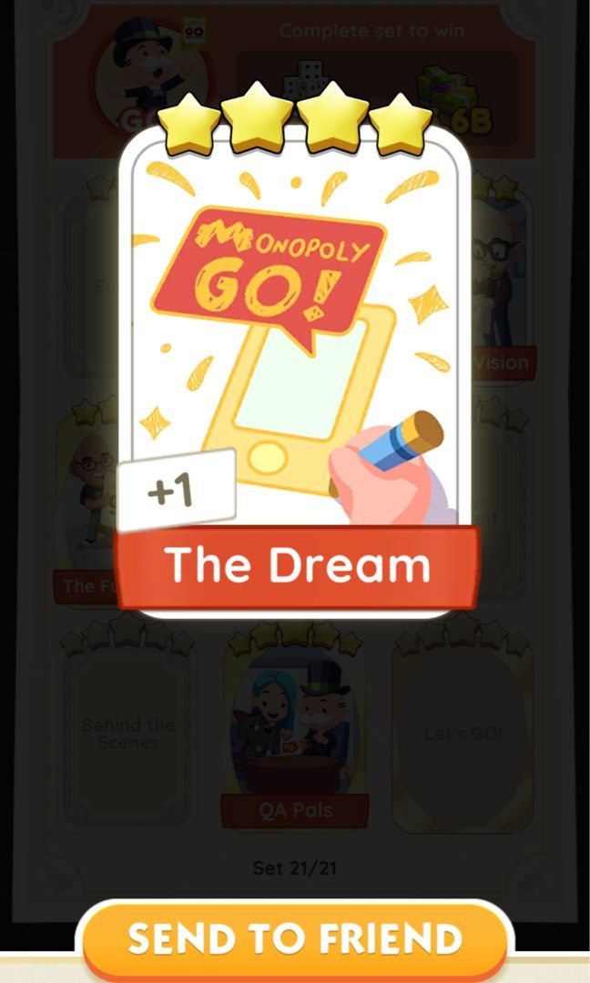 MONOPOLY GO 4 STAR STICKER - THE DREAM, Video Gaming, Gaming ...
