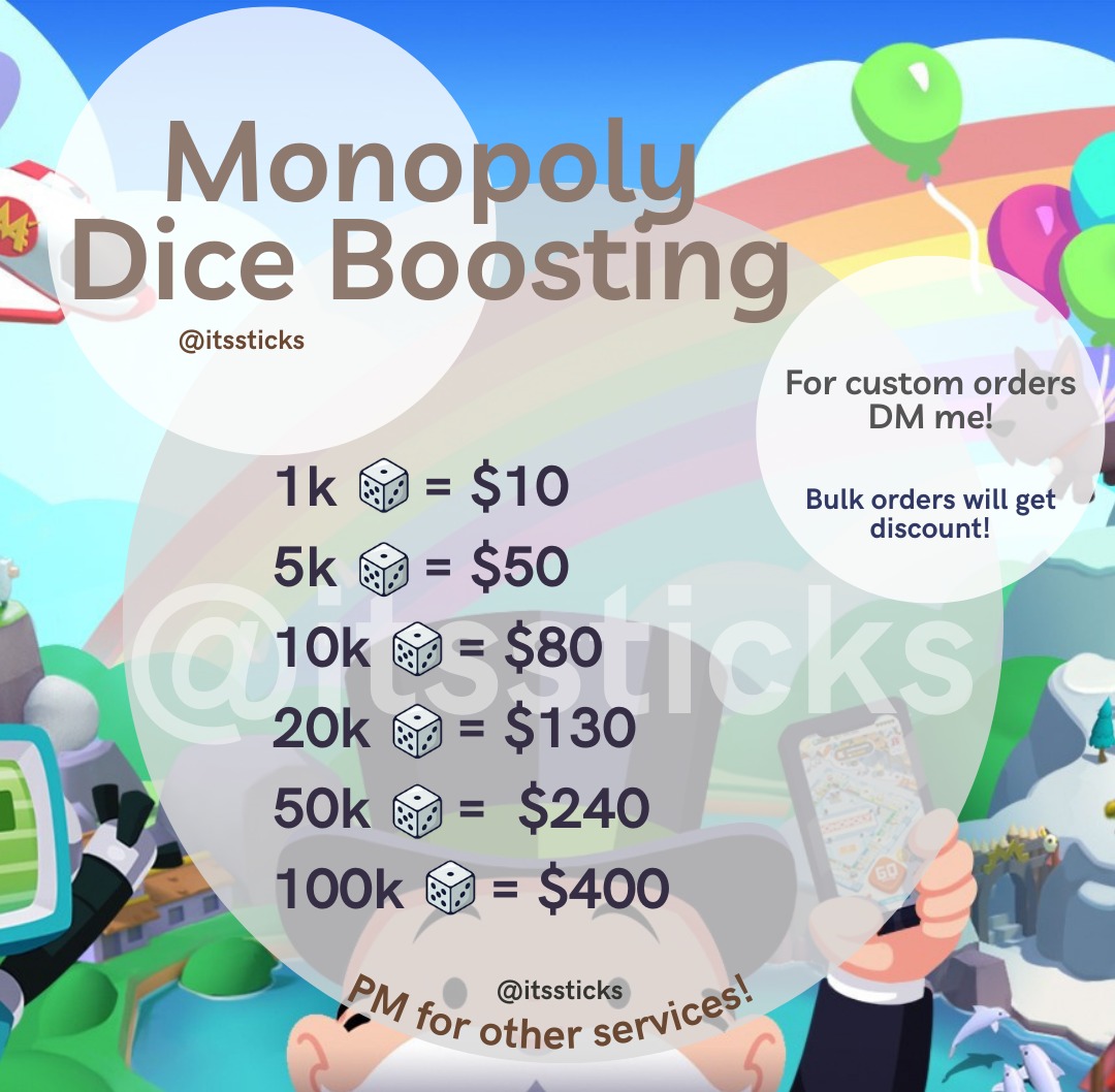 Monopoly Go Dice Boosting Service CHEAPEST AND FASTEST, Hobbies & Toys ...