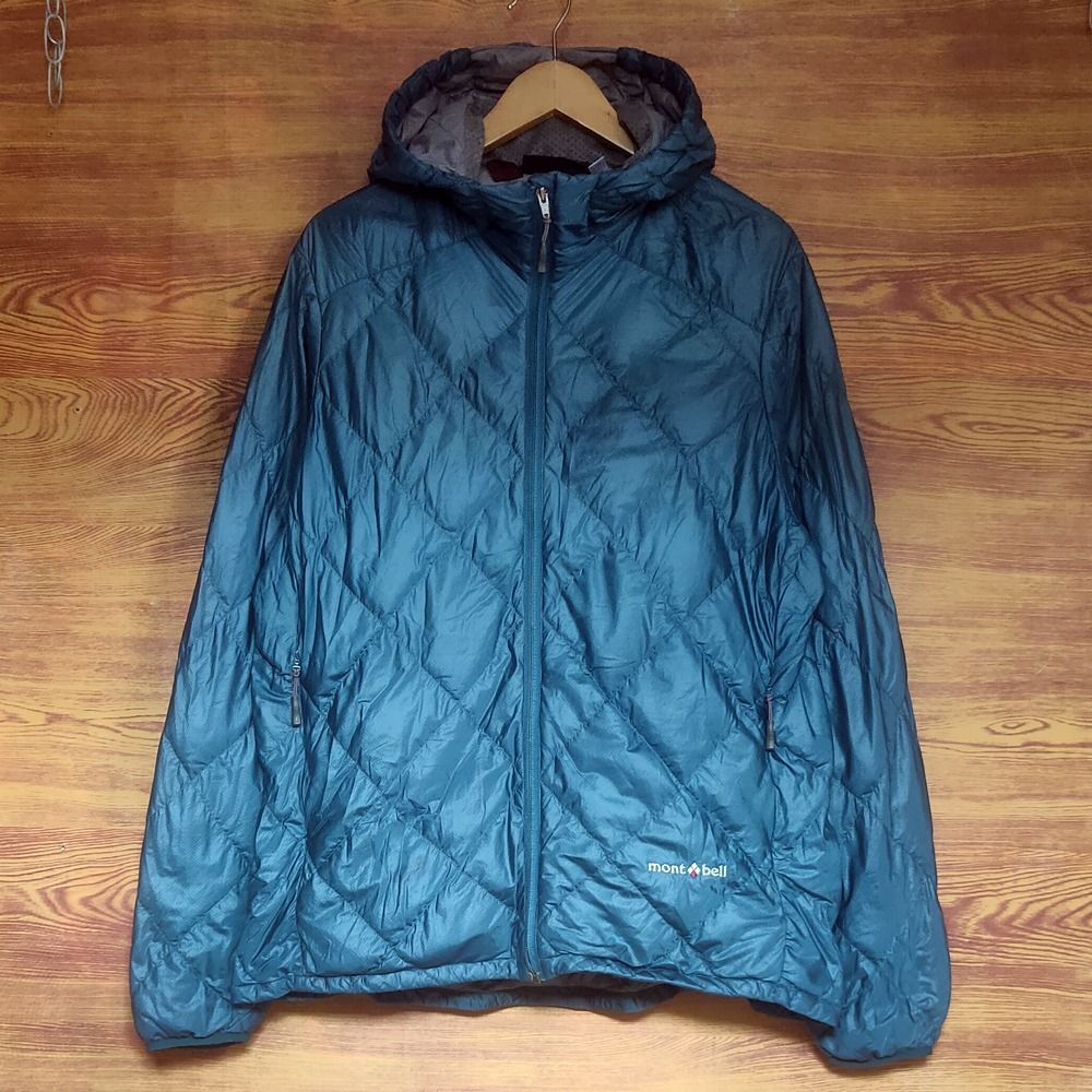 Montbell Full Zip Quilted Lightweight Turquoise Puffer Jacket Hoodie ...