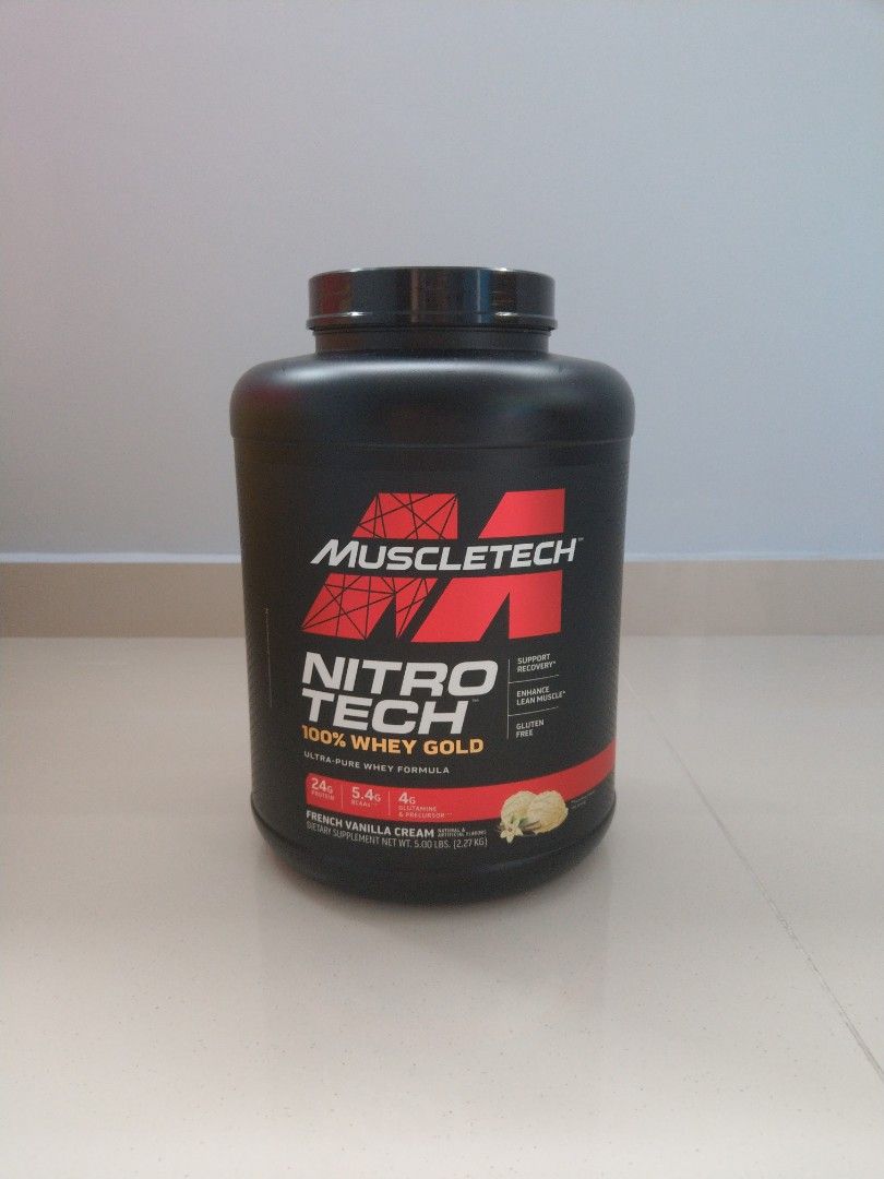 Musletech Nitrotech 100% Whey Gold Vanilla 5lb 2.27kg, Health ...