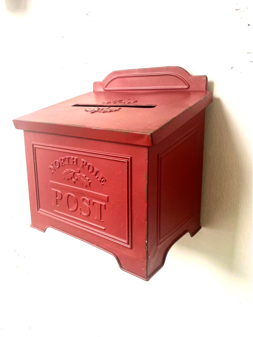 North Pole rustic red post letter box, Furniture & Home Living, Home ...