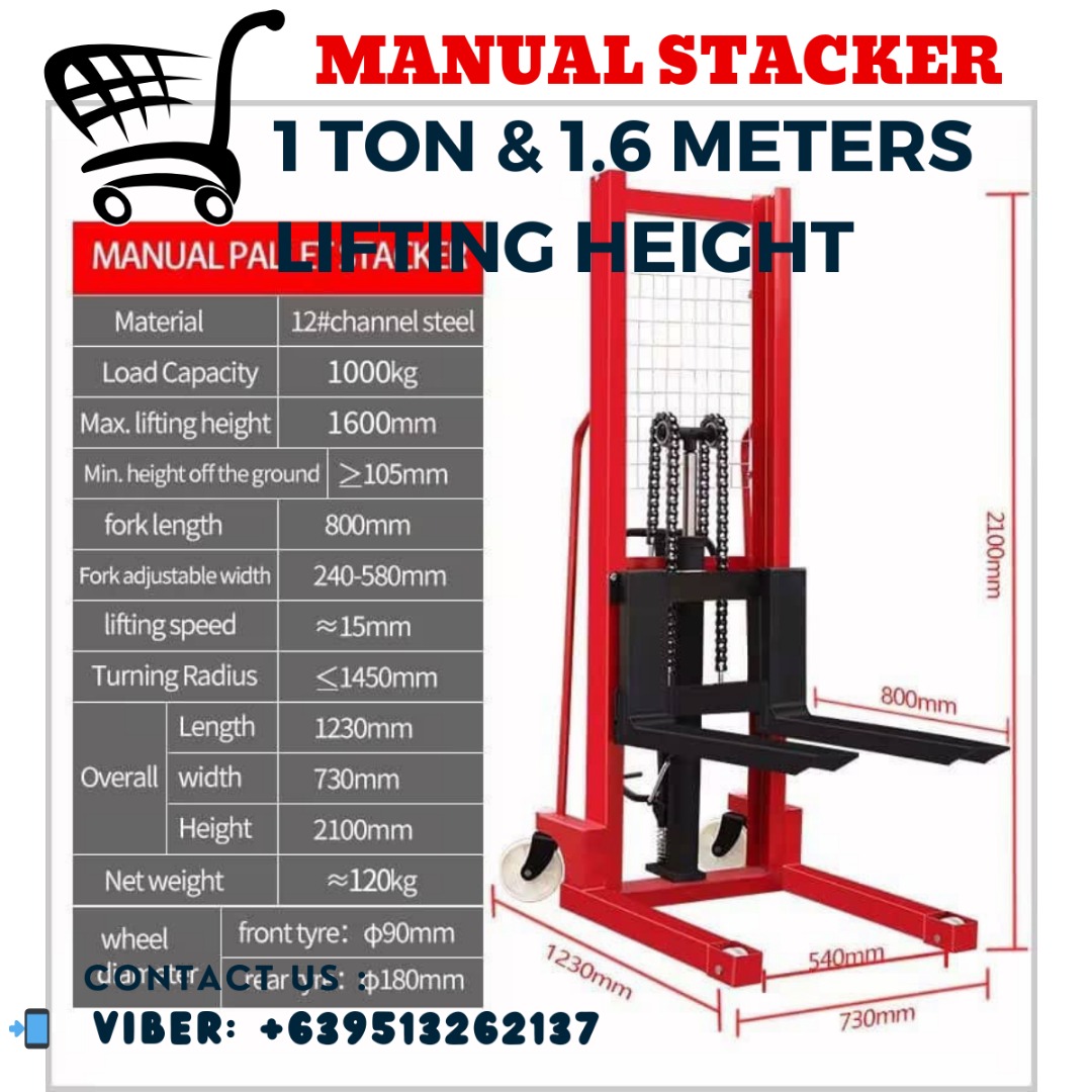 ON-HAND HYDRAULIC MANUAL STACKER 1 TON & 1.6 METERS LIFTING HEIGHT ...