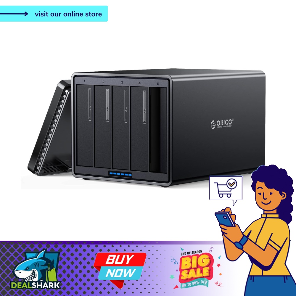 ORICO 5 Bay Raid Hard Drive Enclosure Magnetic Aluminum USB 3.0 to SATA ...