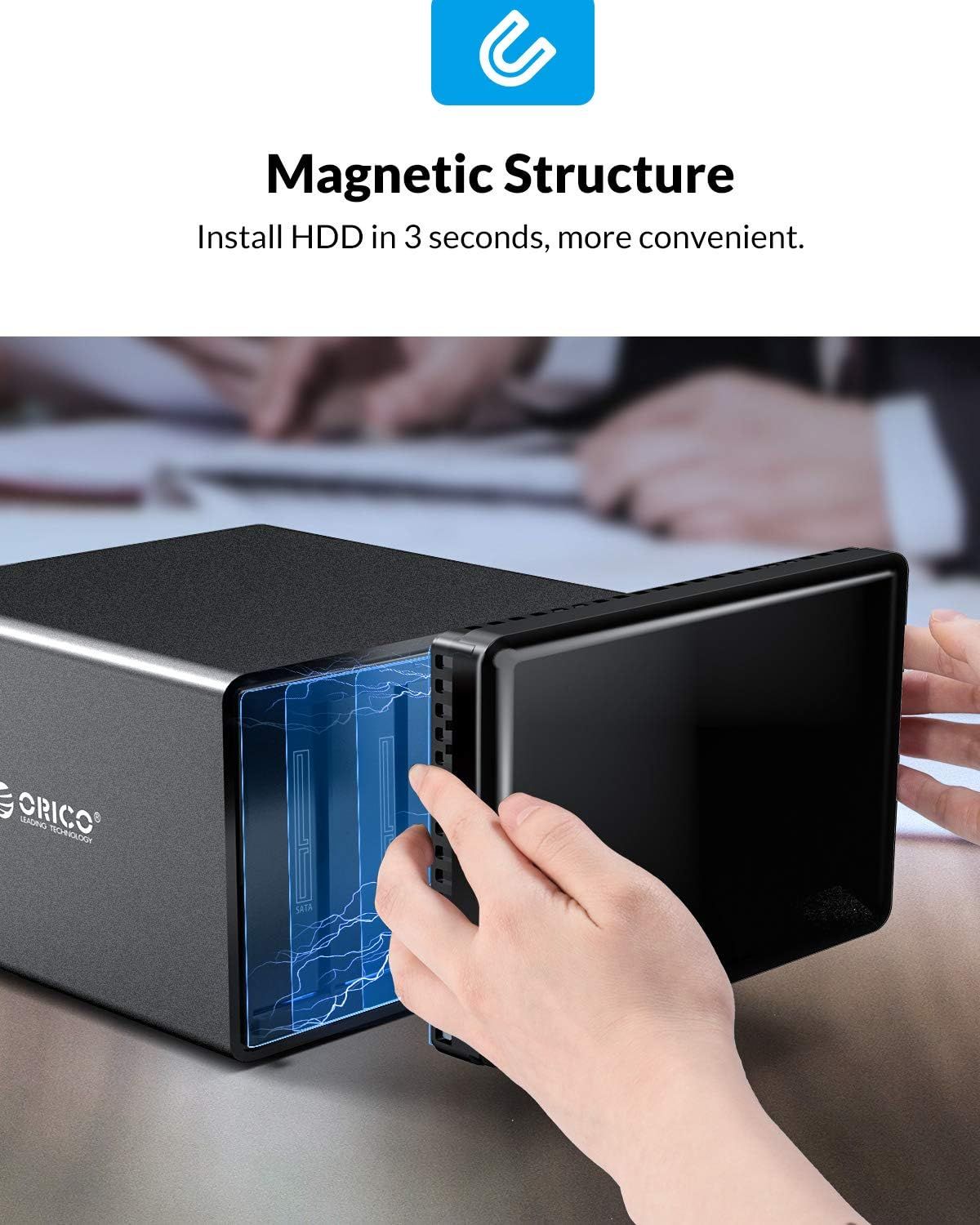 ORICO 5 Bay Raid Hard Drive Enclosure Magnetic Aluminum USB 3.0 to SATA ...