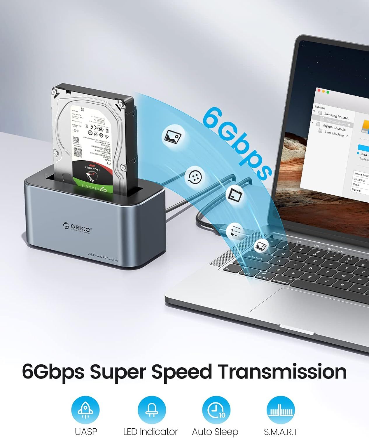 ORICO Hard Drive Docking Station, Aluminum USB C to SATA 3.0 (6 Gbps ...