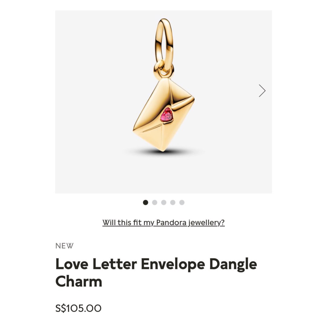 Pandora Love Letter Envelope Dangle Charm 762606C01, Women's Fashion ...