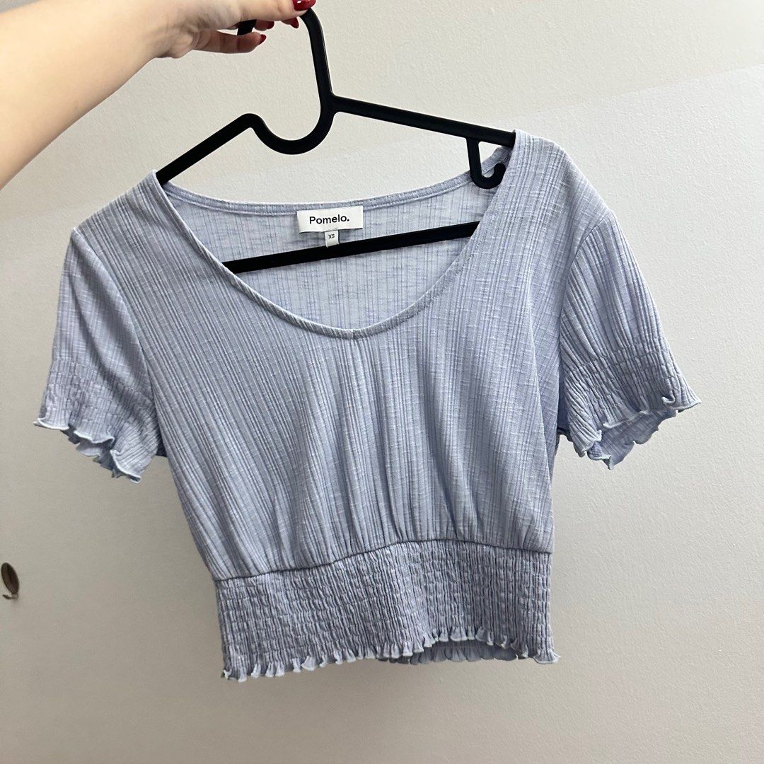 pomelo light sky blue top, Women's Fashion, Tops, Shirts on Carousell