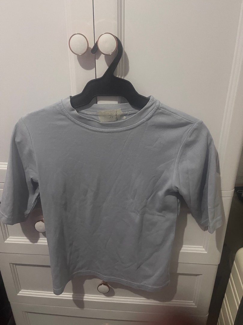 Powder Blue Shirt, Women's Fashion, Tops, Shirts on Carousell