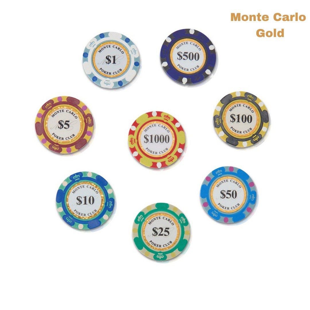 [Premium] Monte Carlo Standard/Gold Edition 14g Pieces Clay Poker Chip ...