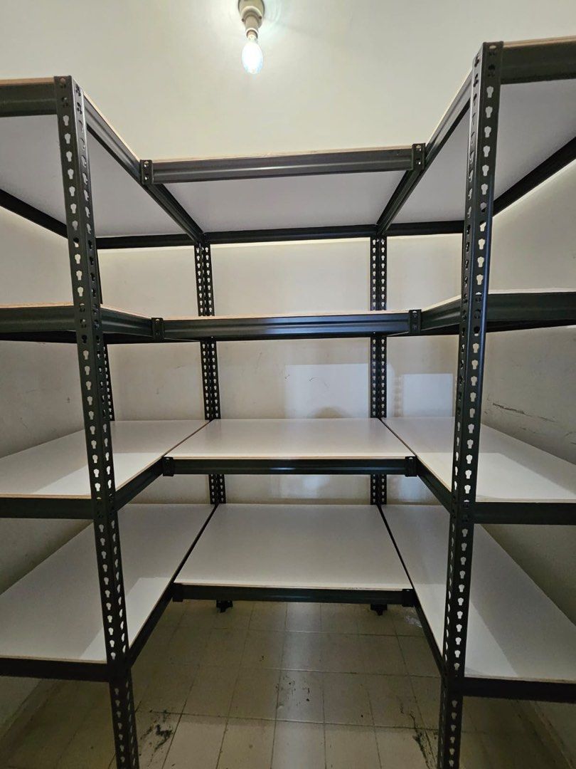 Warehouse Rack | PVC Wood Shelving Shelf | Premium Black Metal Boltless ...