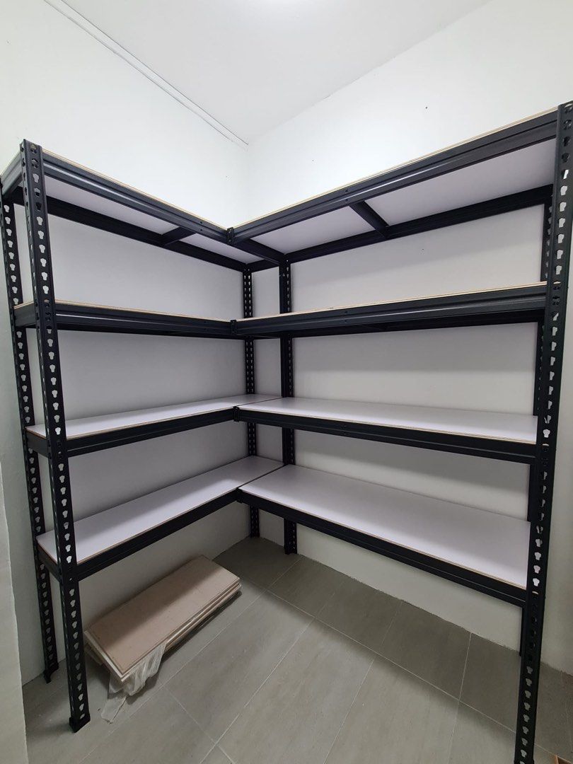 PVC Wood Shelving Shelf| Premium Black Metal Boltless Rack| Metal ...