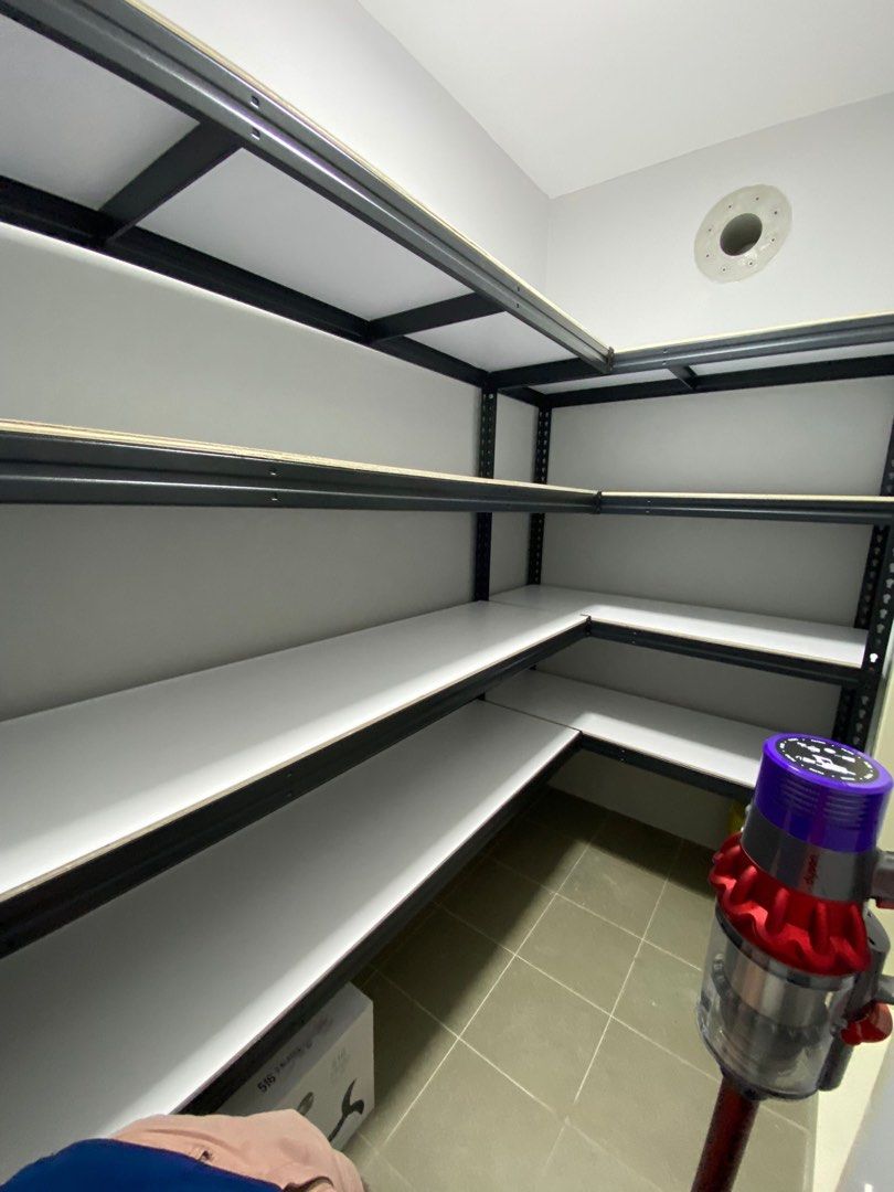 PVC Wood Shelving Shelf| Premium Black Metal Boltless Rack| Metal ...