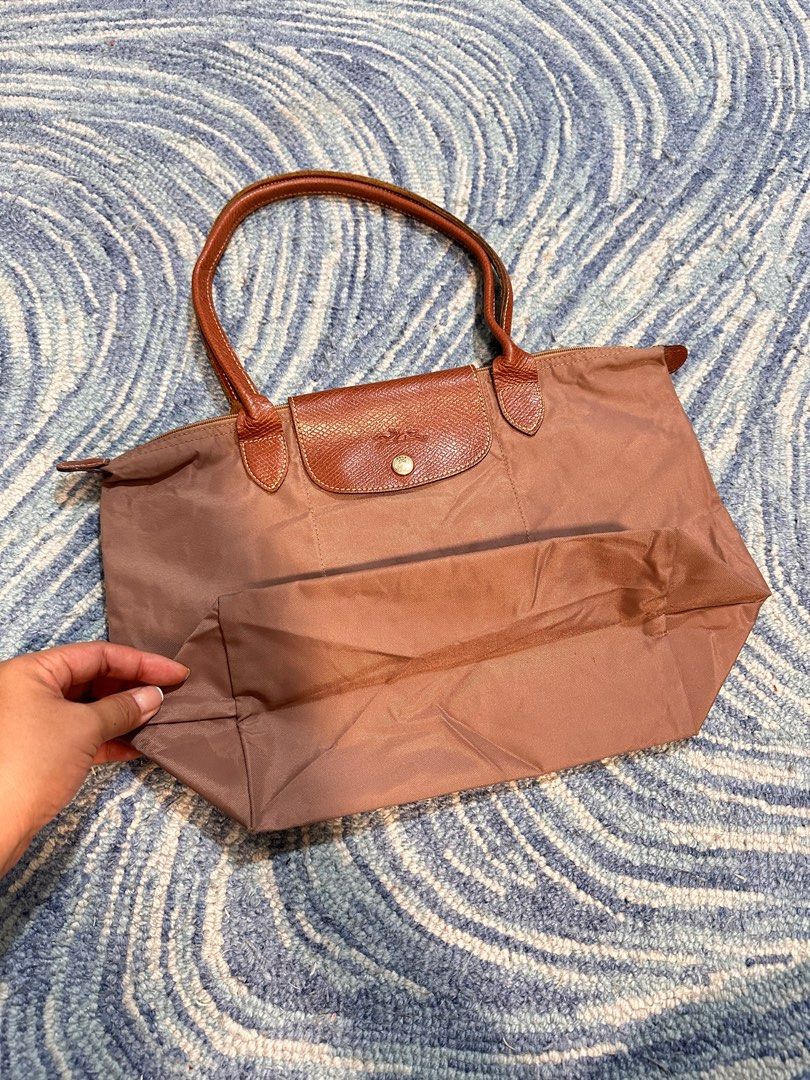 RARE COLOR LONGCHAMP ORIGINAL BUTTON LP OLD ROSE MEDIUM LONG HAND tote ...