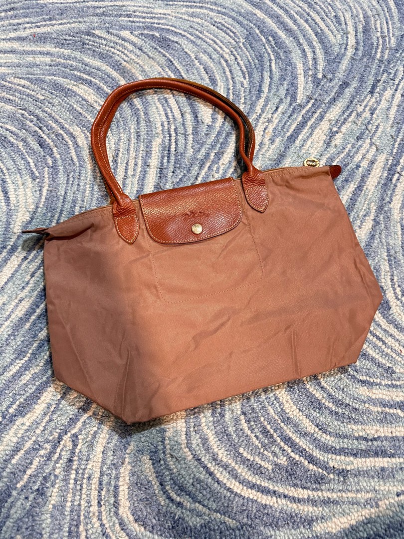 RARE COLOR LONGCHAMP ORIGINAL BUTTON LP OLD ROSE MEDIUM LONG HAND tote ...