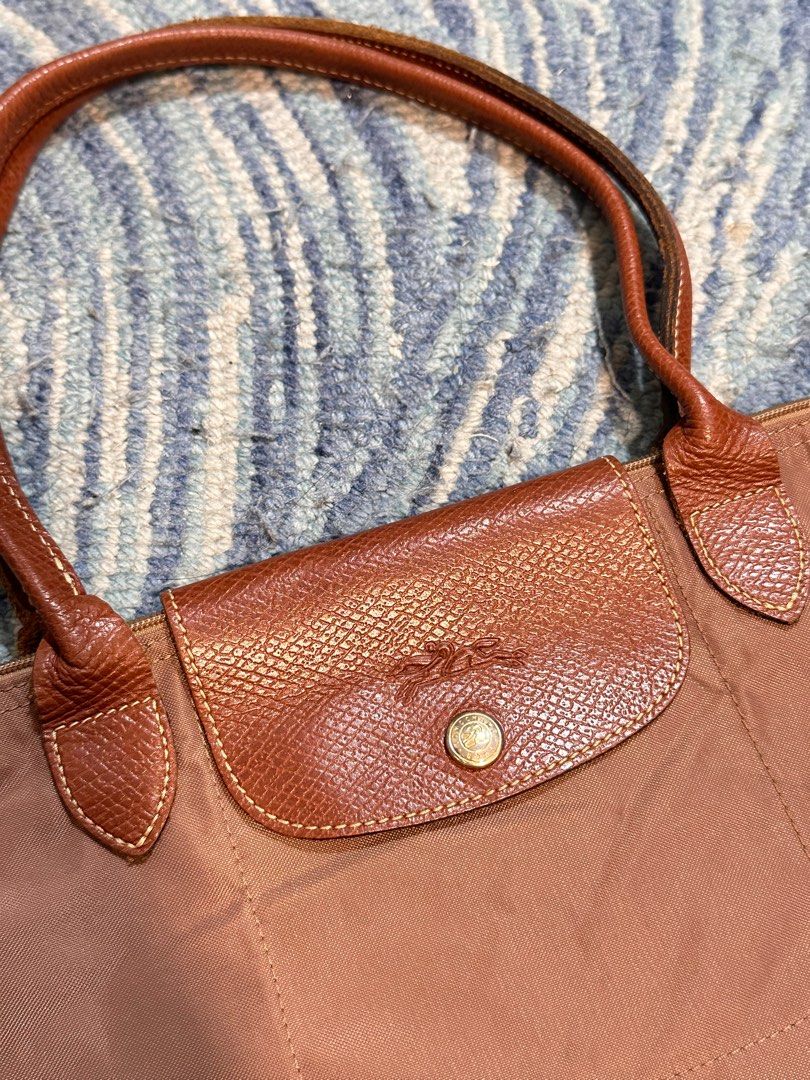 RARE COLOR LONGCHAMP ORIGINAL BUTTON LP OLD ROSE MEDIUM LONG HAND tote ...