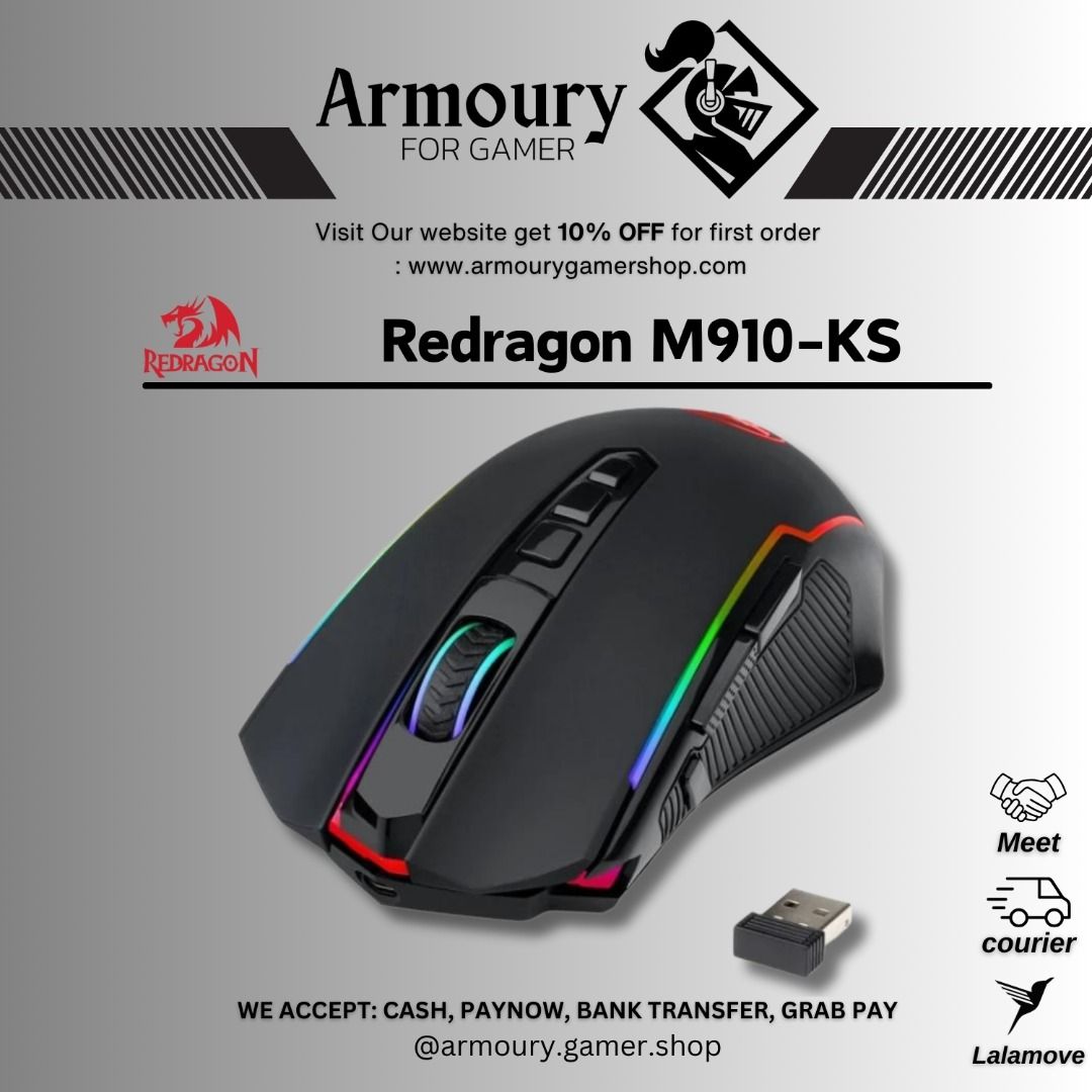 Redragon M910-KS Ranger Lite Wireless Gaming Mouse, Computers & Tech ...