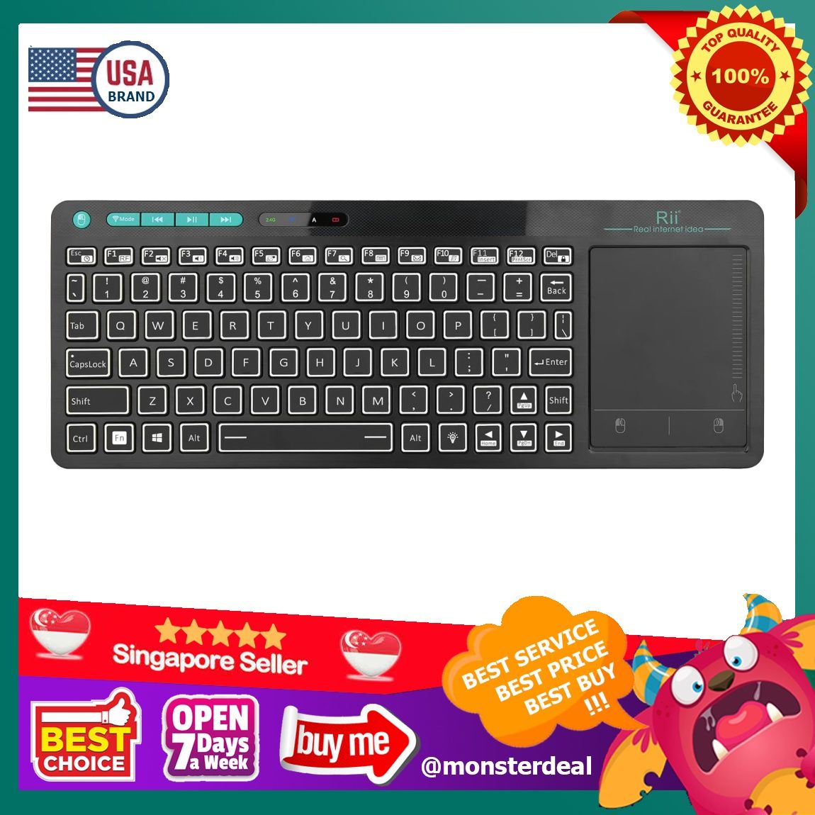 Rii (Dual Mode) RT518S Wireless and Bluetooth 2-LED Color Backlit ...