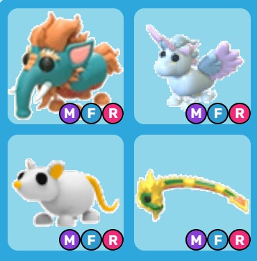 Roblox Adopt Me pets (MFR Baku, MFR Alicorn , MFR Naga dragon , MFR ...
