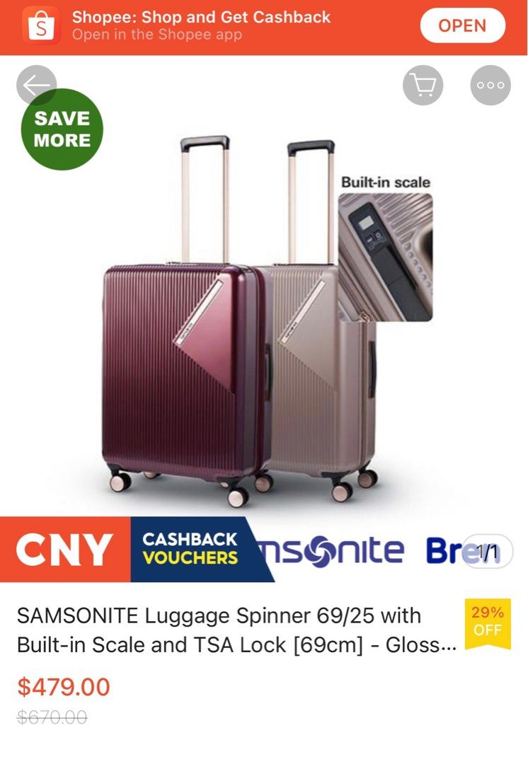 Samsonite Luggage Spinner 69/25 with Built-in Scale, Hobbies & Toys ...