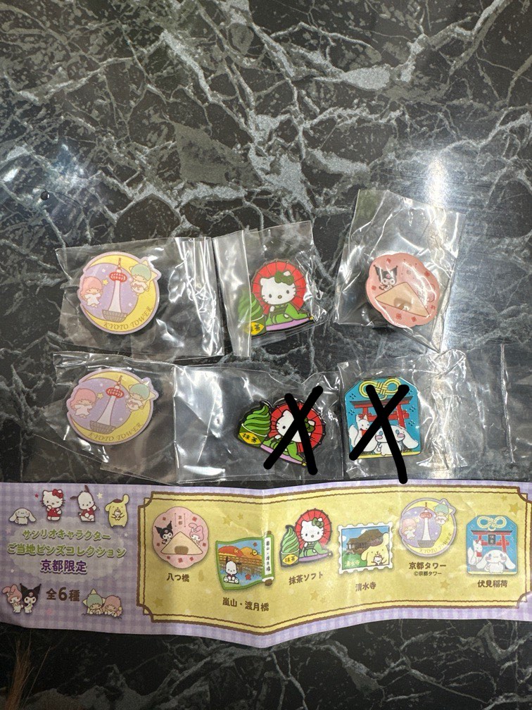 GACHA Sanrio Pins from Kyoto Japan, Hobbies & Toys, Memorabilia ...