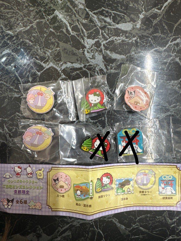 GACHA Sanrio Pins from Kyoto Japan, Hobbies & Toys, Memorabilia ...