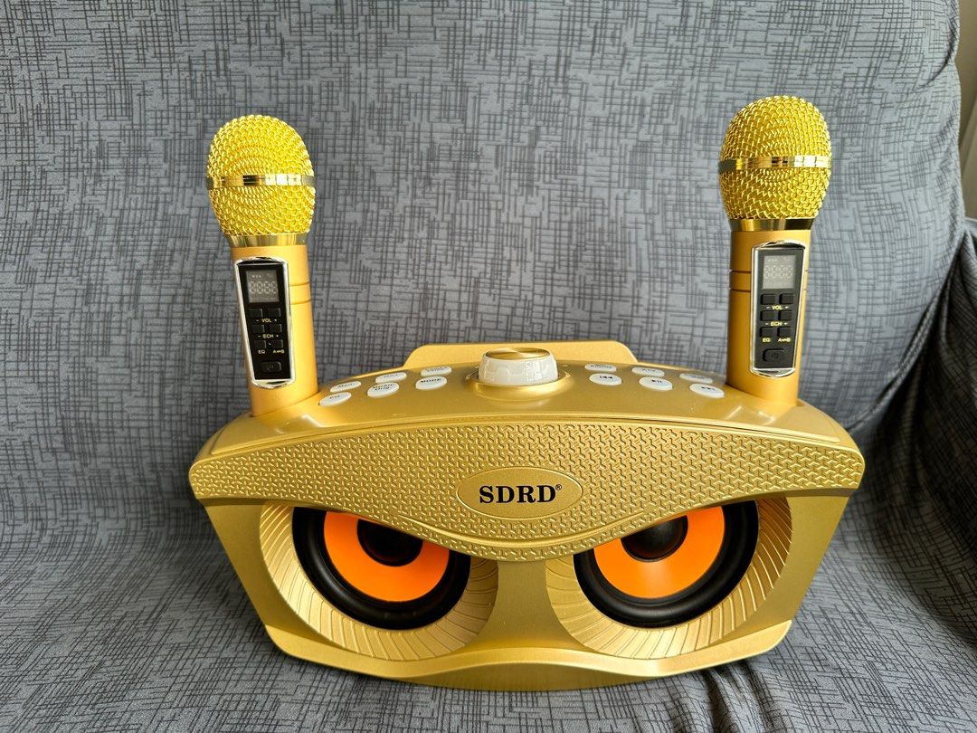 SDRD - SD306 Plus Gold Portable Karaoke speaker with 2 mics, Audio ...